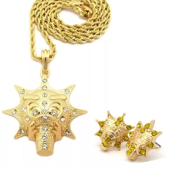 Accessories | Glogang Gold Earrings And Chain Set Chief Keef | Poshmark